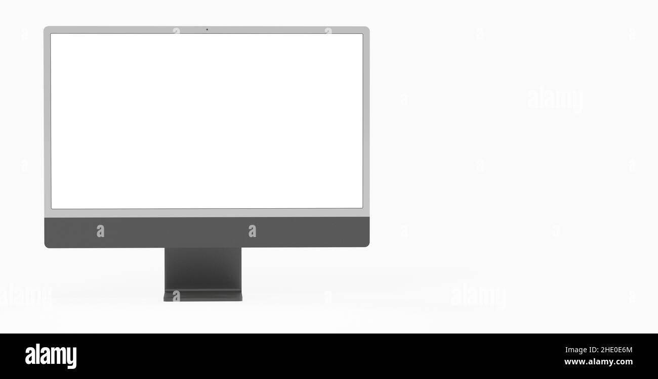A 3D rendering illustration of a computer display with a blank screen ...