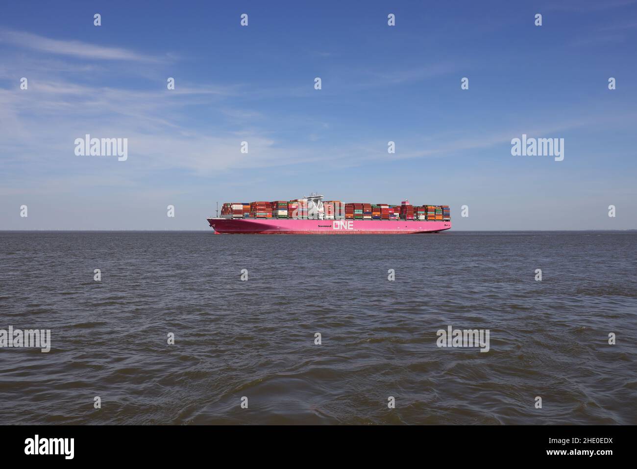 The container ship One Eagle will pass Cuxhaven on June 16, 2021 on its ...