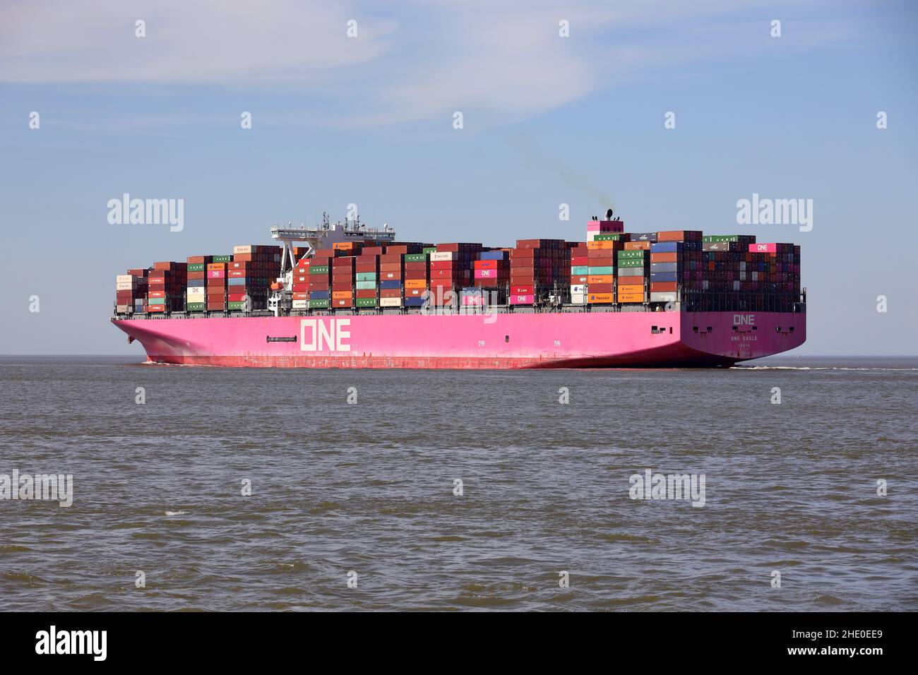 The container ship One Eagle will pass Cuxhaven on June 16, 2021 on its ...