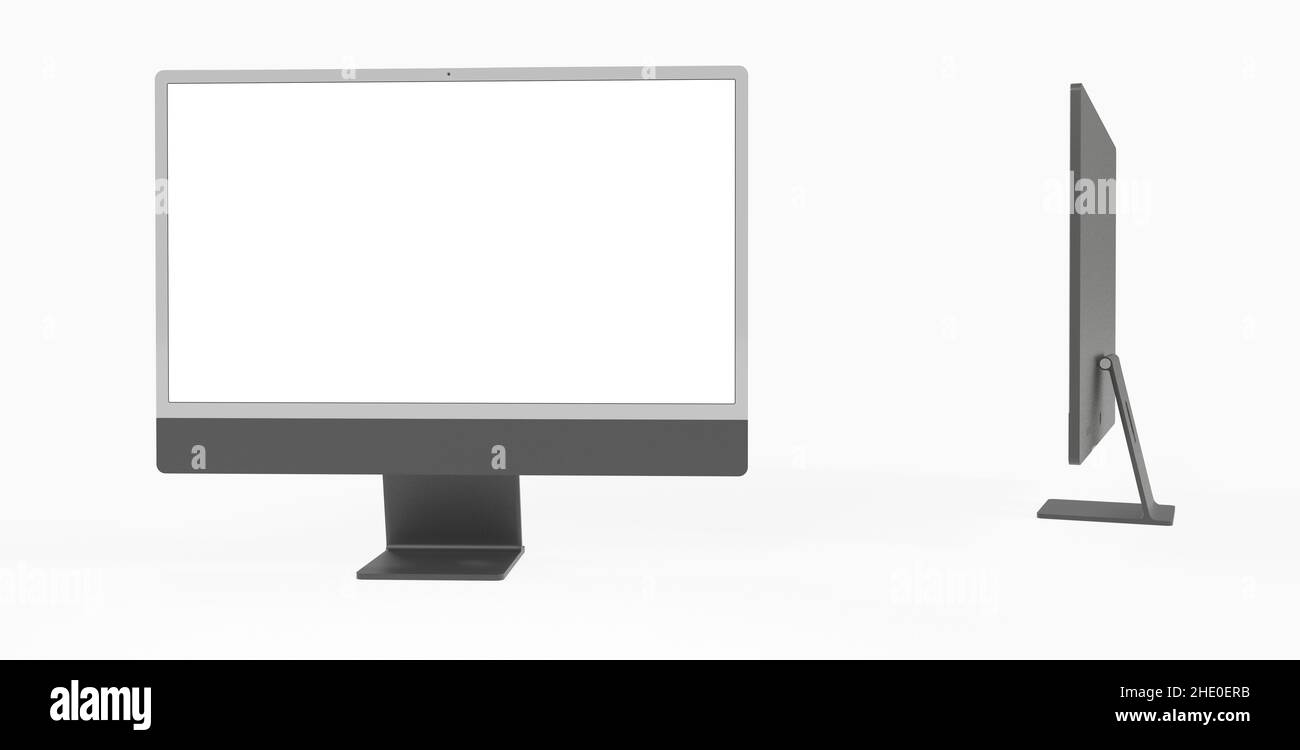 An illustration of a computer with a white screen on the white ...