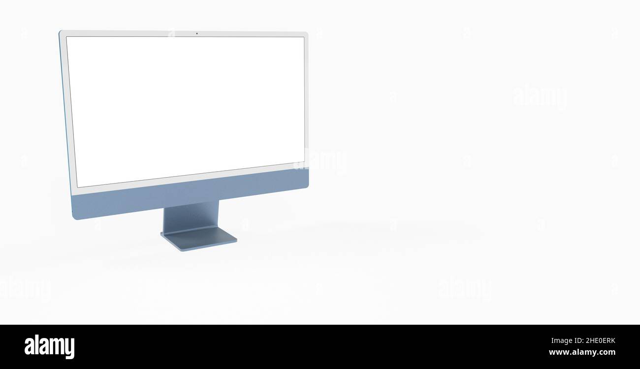 A 3D rendering illustration of a computer display with a blank screen ...