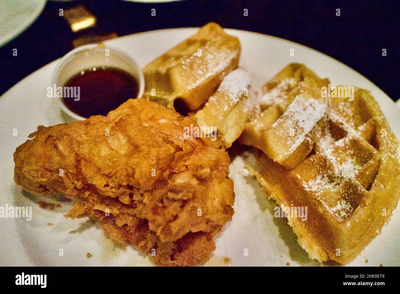 Fried chicken and waffles at Ben’s Chili Bowl restaurant on U Street in ...