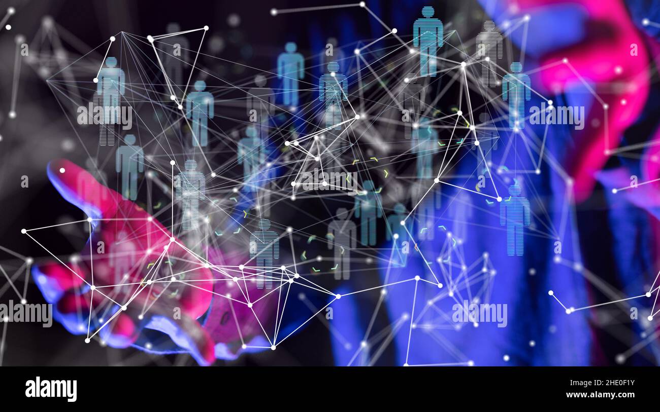 Digital render of an interconnected network of profiles Stock Photo - Alamy