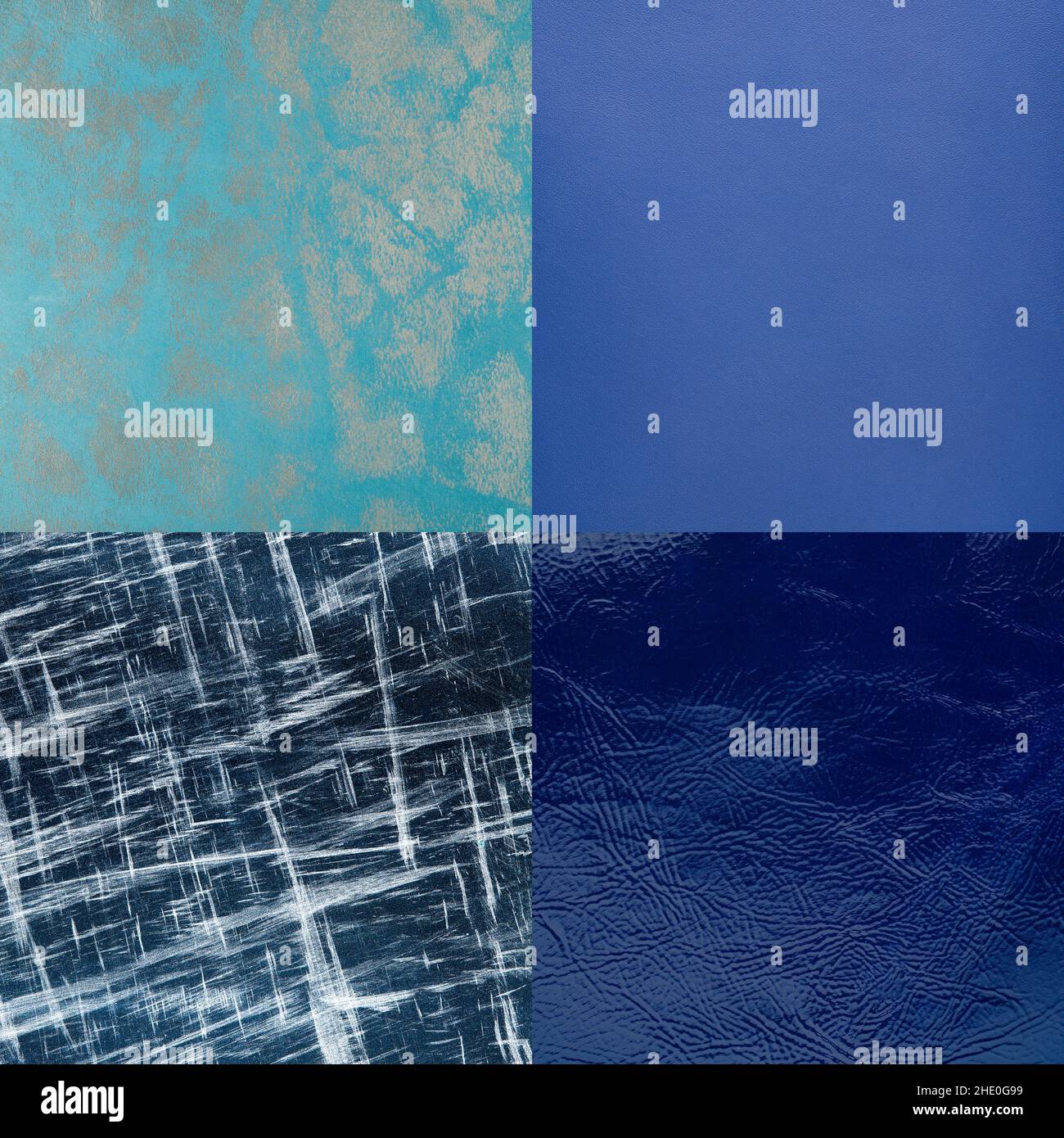 Set of blue leather samples, texture background Stock Photo - Alamy