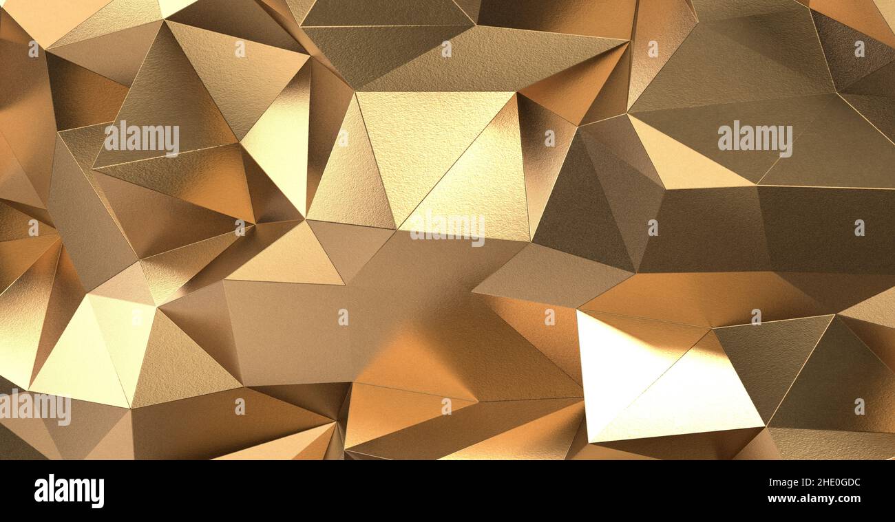 A digital render of a textured geometric gold background for wallpapers ...