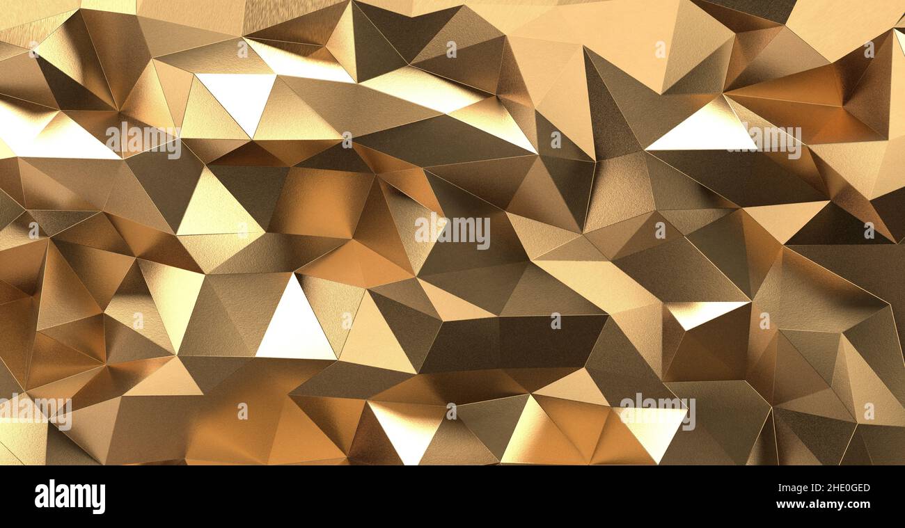 A digital render of a textured geometric gold background for wallpapers ...