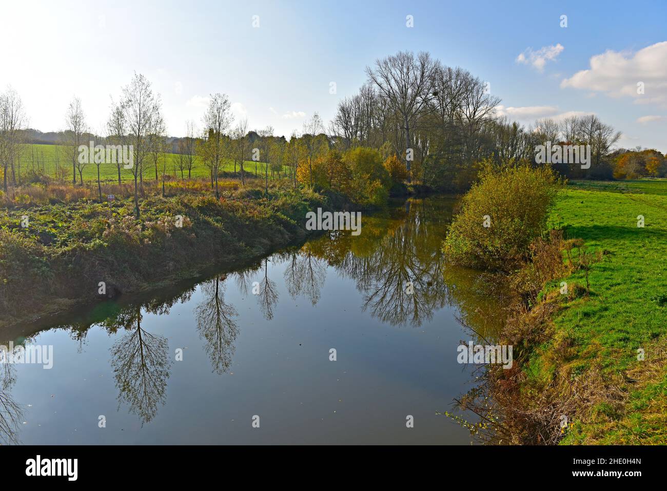 Late Autumn colours on the River Medway, near Leigh, Kent, England, UK ...