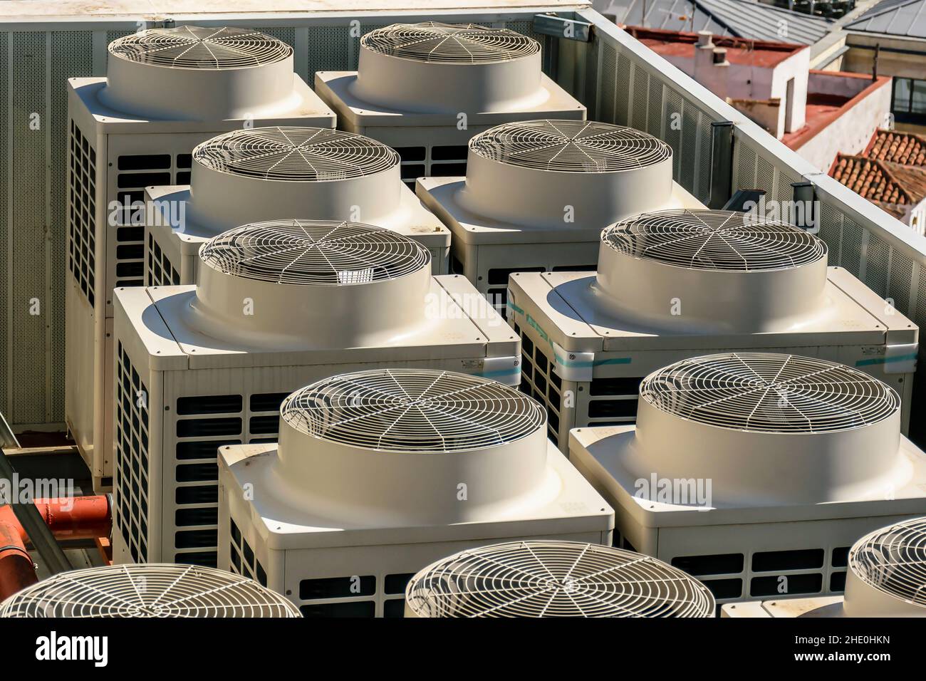 Industrial conditioning machine in the roof of a building Stock Photo ...