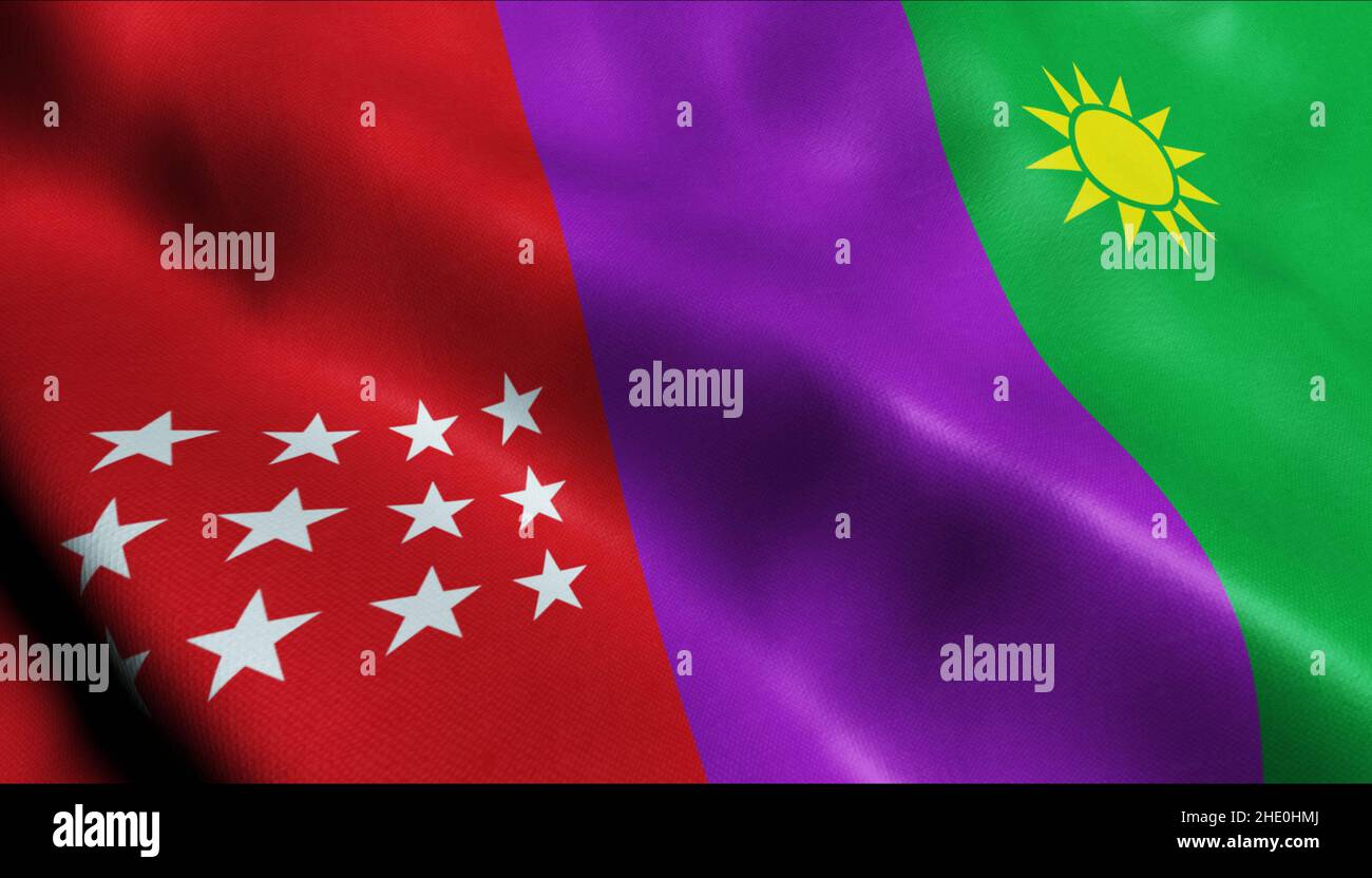 3D Illustration of waving Peru Province flag of Jaen Stock Photo - Alamy
