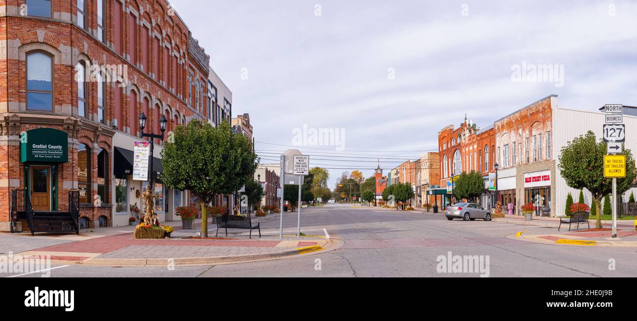 Ithaca, Michigan, USA - October 24, 2021: The Historic City Center and ...