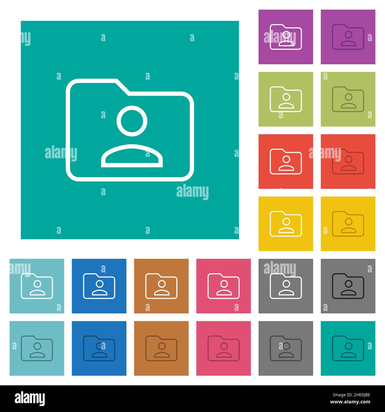 Folder owner outline multi colored flat icons on plain square ...