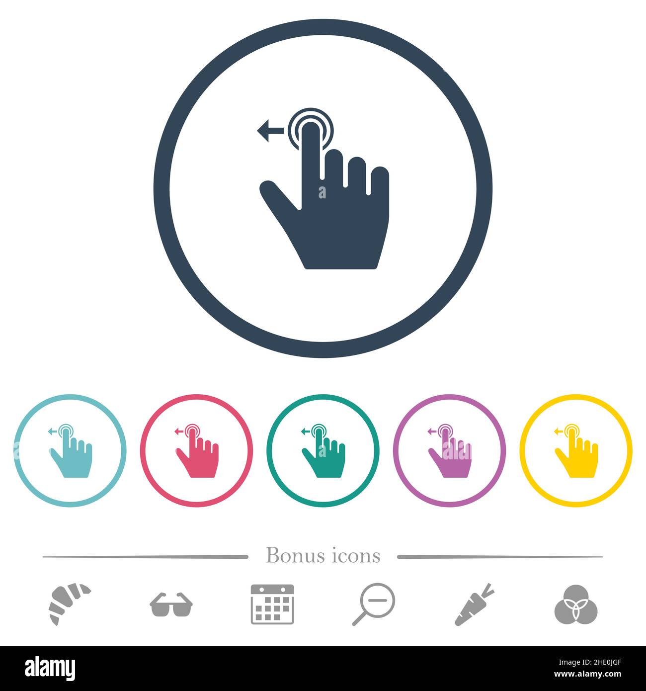 Right handed slide left gesture flat color icons in round outlines. 6 ...