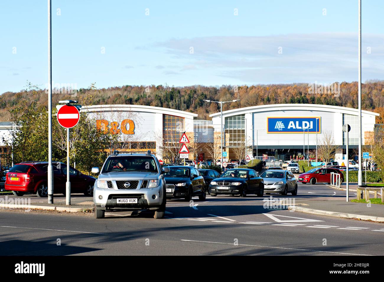 Aldi and B&Q stores at a retail park in Southborough, near Tunbridge ...