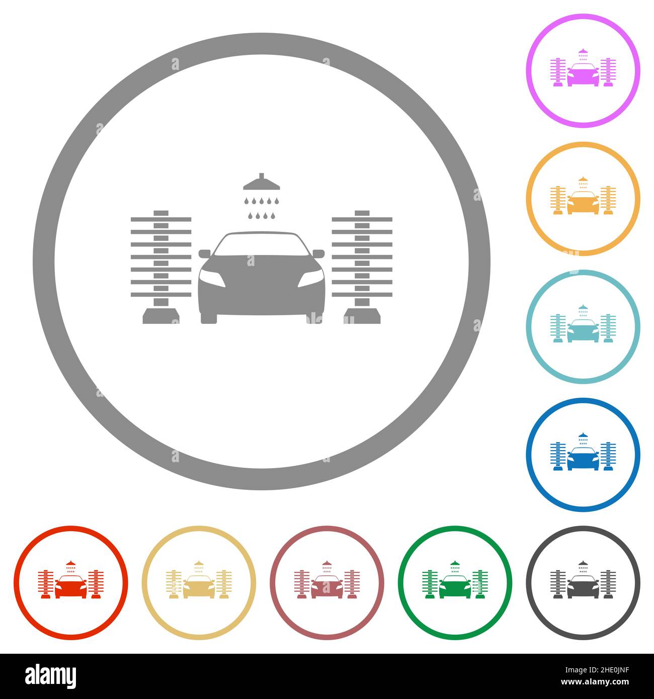 Car washing flat color icons in round outlines on white background ...