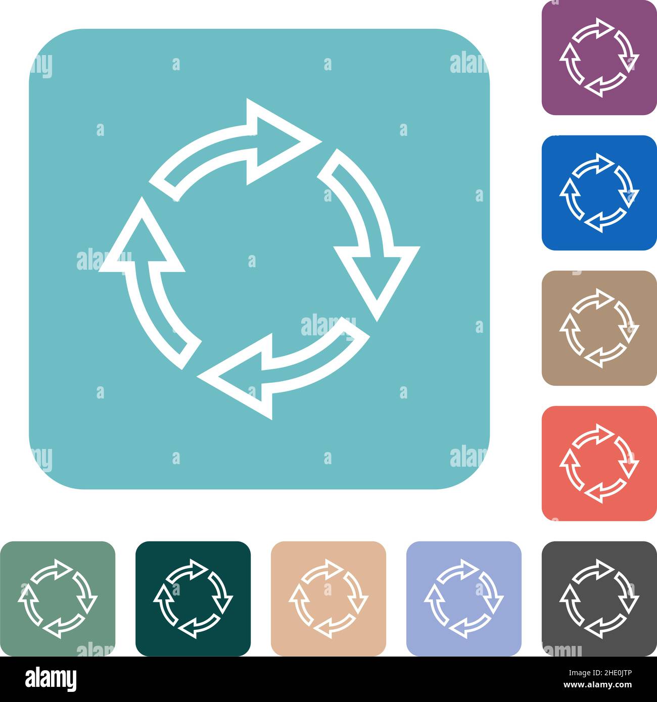 Rotate right outline white flat icons on color rounded square backgrounds Stock Vector Image ...