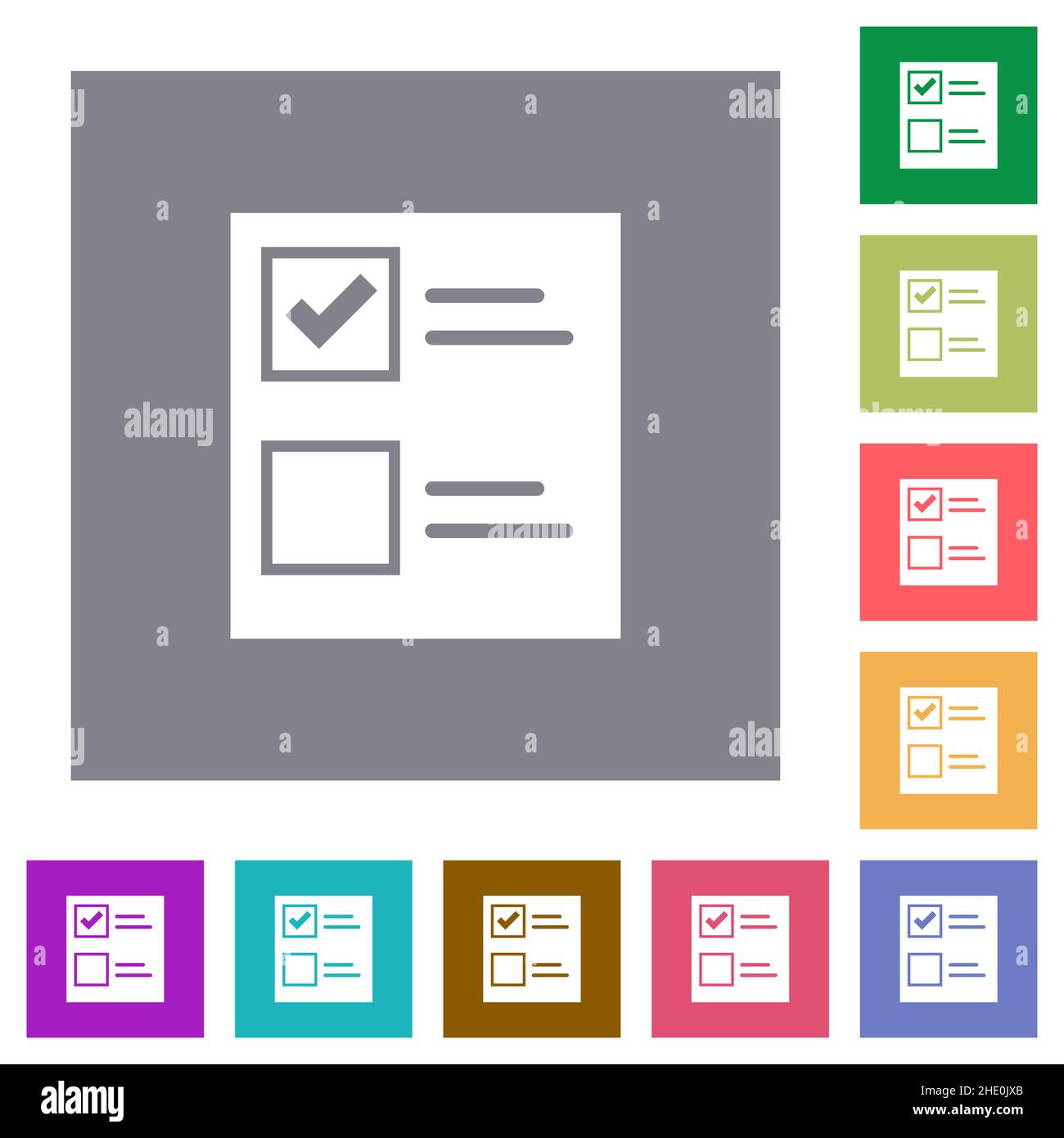 Ballot paper solid flat icons on simple color square backgrounds Stock ...