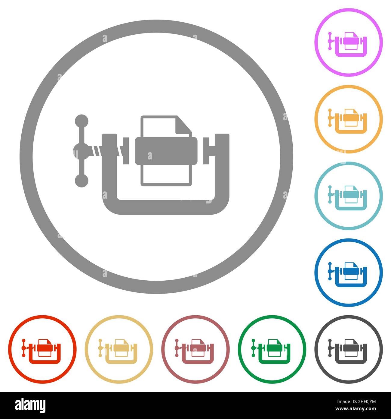 File compression solid flat color icons in round outlines on white ...
