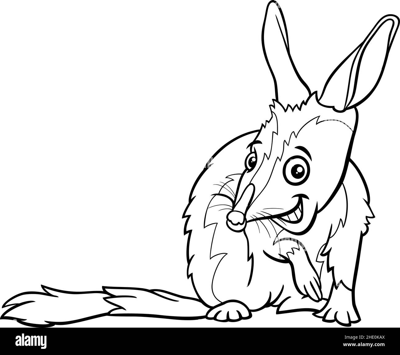 Black and white cartoon illustration of funny bilby or macrotis animal ...