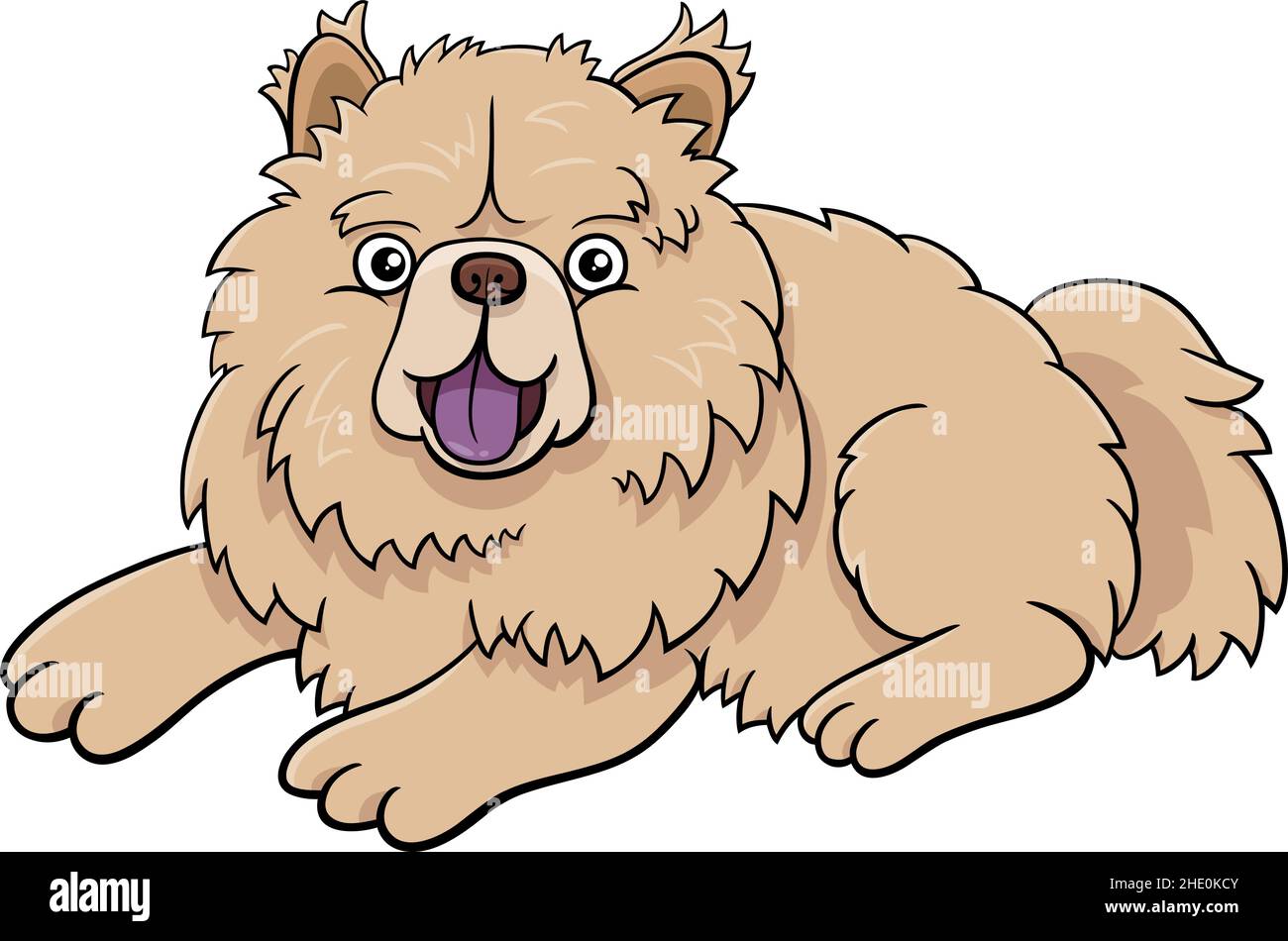 Cartoon illustration of Chow Chow puppy purebred dog animal character ...
