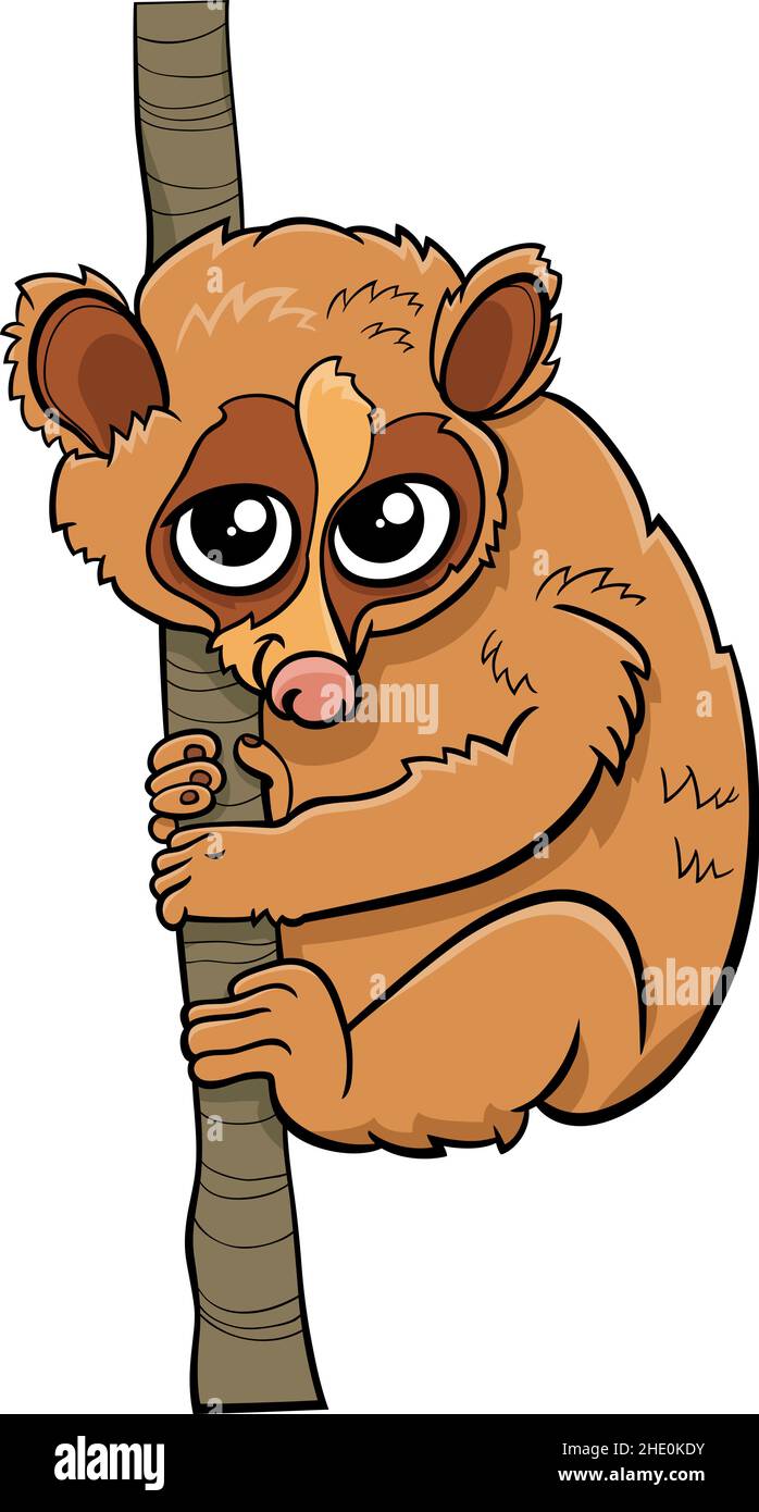 Cartoon illustration of funny slow loris animal character Stock Vector ...
