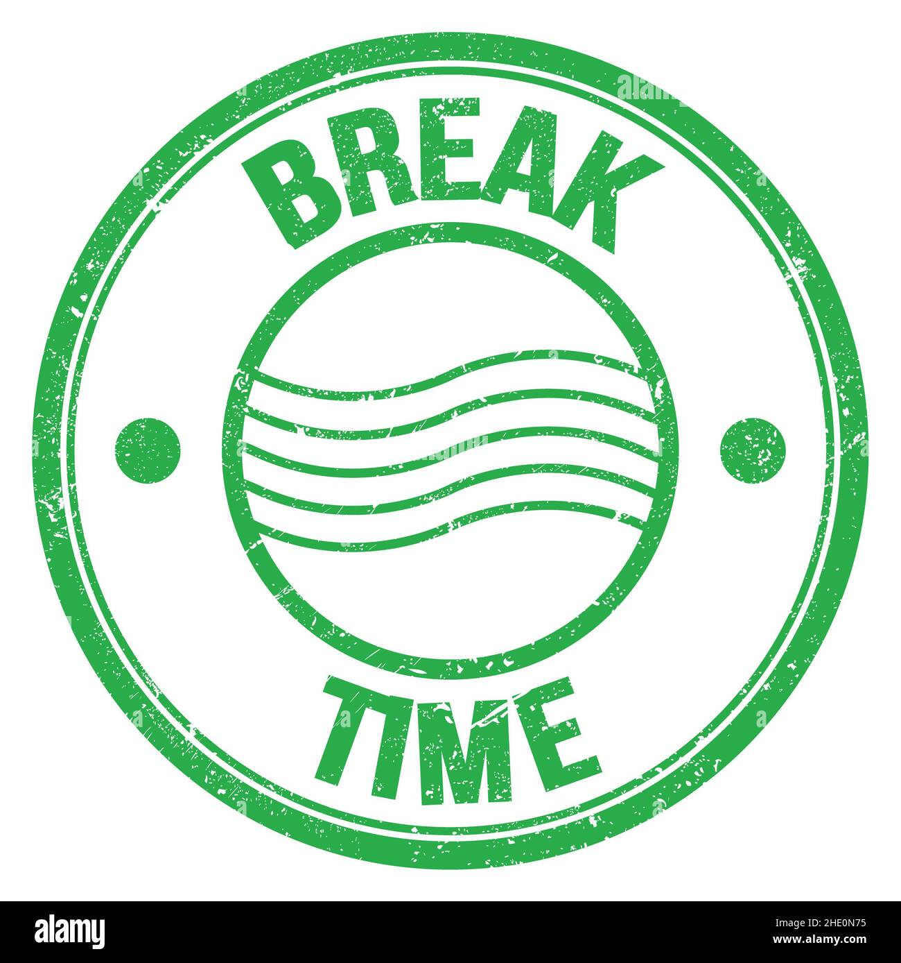 BREAK TIME text written on green round postal stamp sign Stock Photo ...