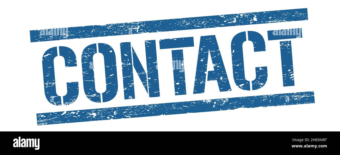 CONTACT text on blue grungy lines stamp sign Stock Photo - Alamy