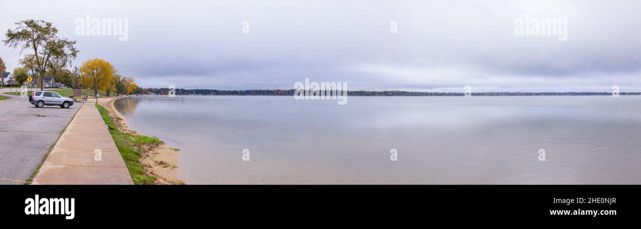 Lake City, Michigan, USA - October 22, 2021: The lake Missaukee as seen ...