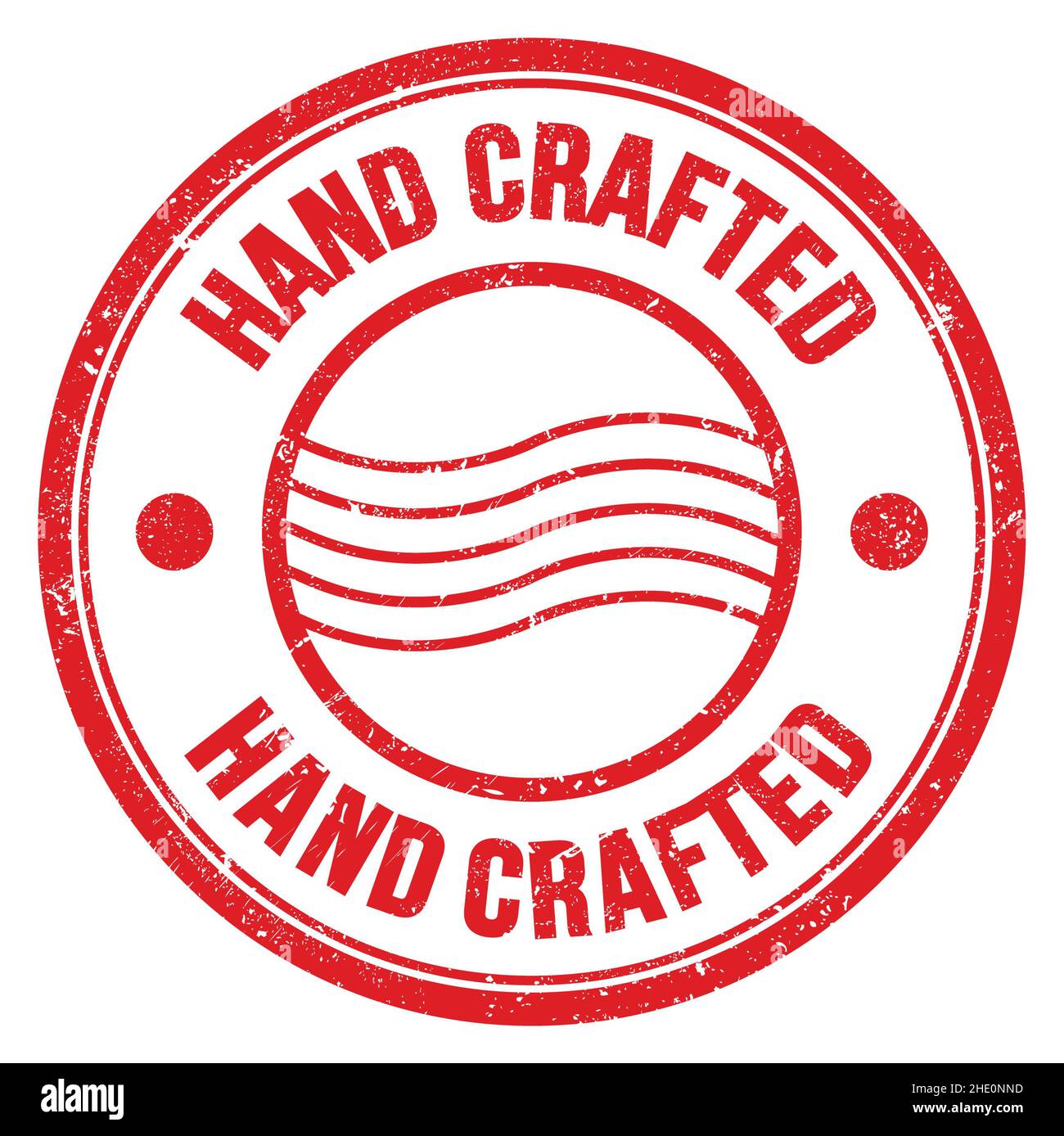 HAND CRAFTED word written on red round postal stamp sign Stock Photo ...