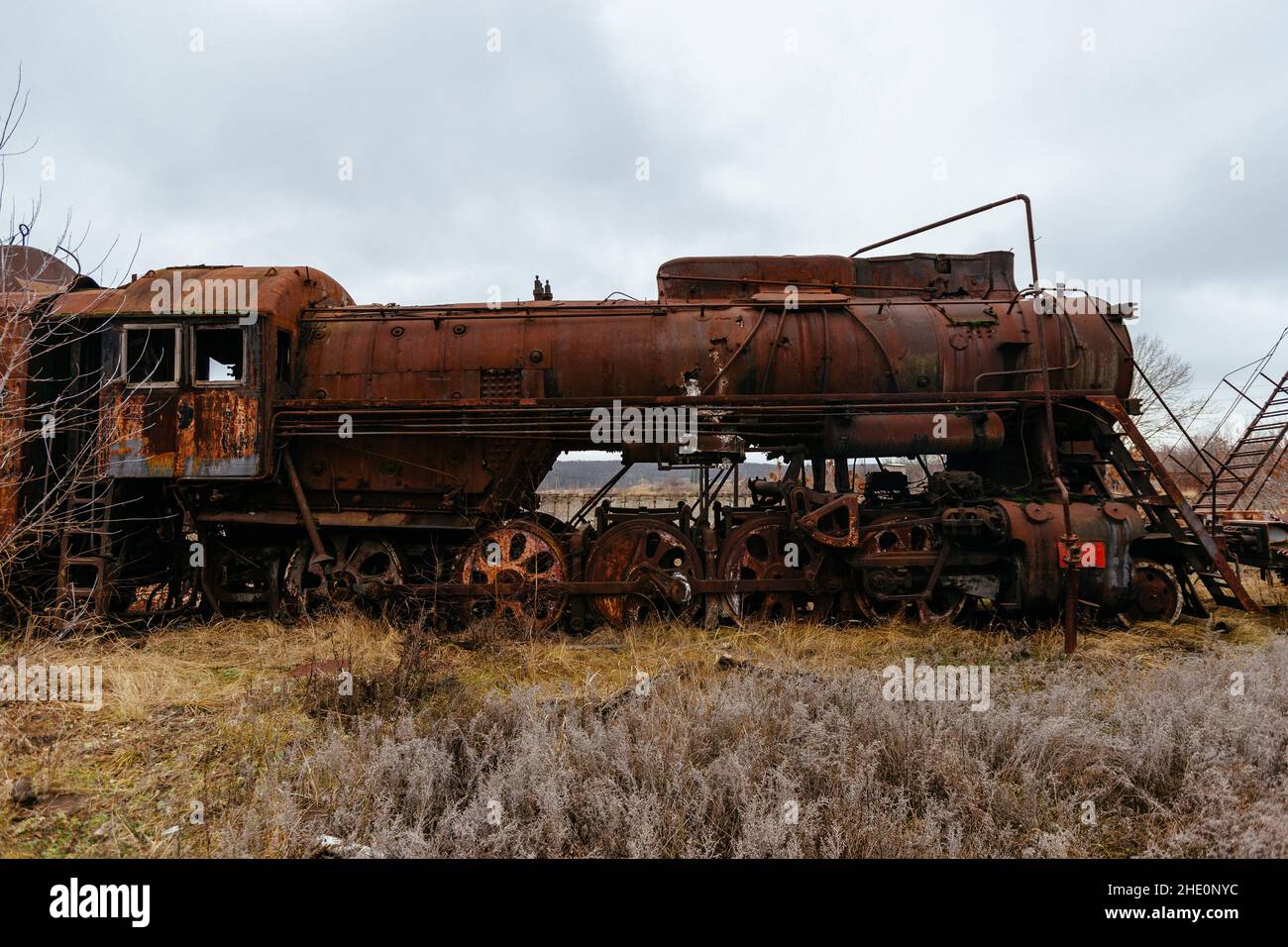 Old rusty abandoned steam locomotive Stock Photo - Alamy