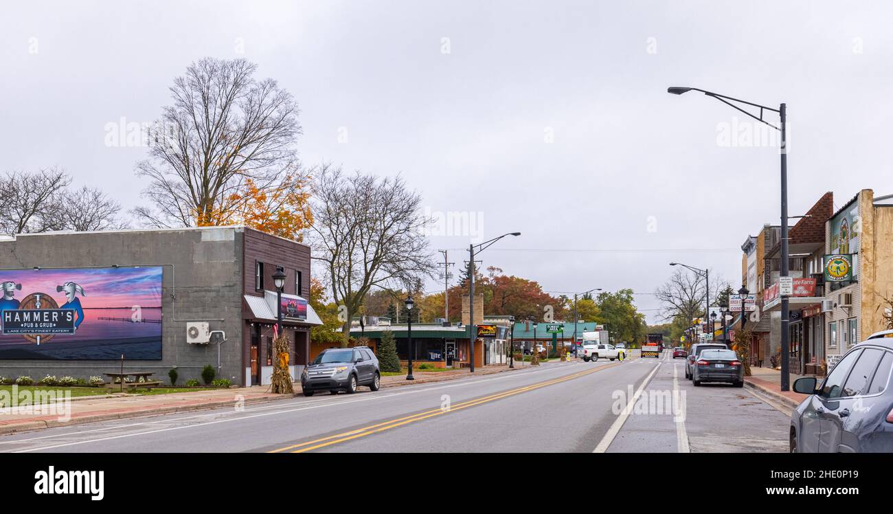Lake City, Michigan, USA - October 22, 2021: the old business district ...
