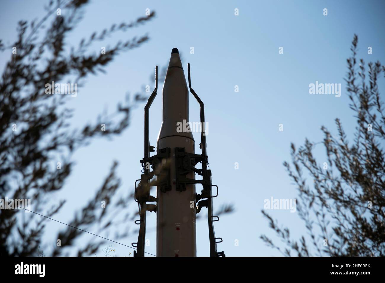 Tehran, Iran. 07th Jan, 2022. Qiam missile is displayed in a missile ...