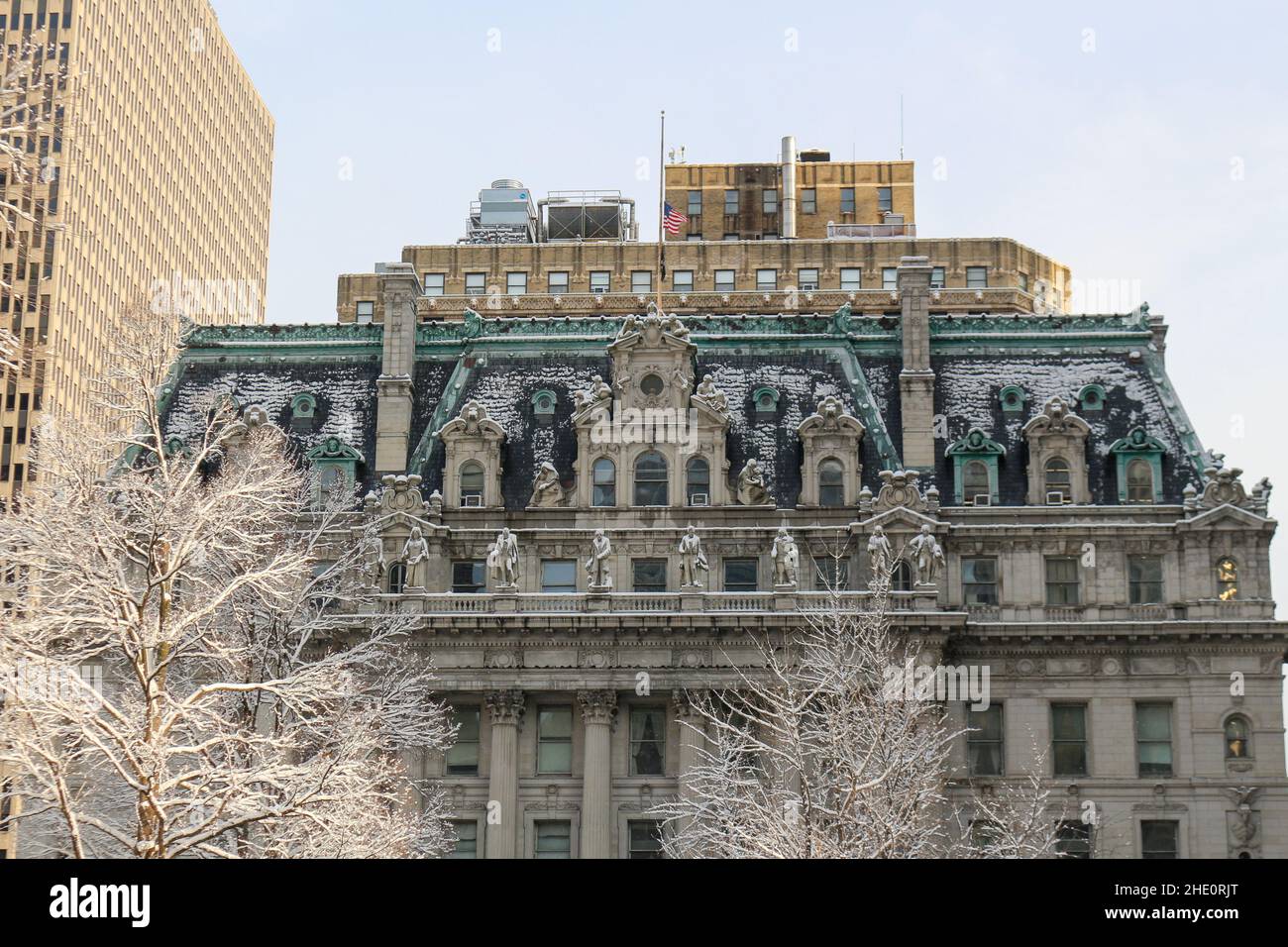 Surrogate's Court is seen in Lower Manhattan during the first snow of ...