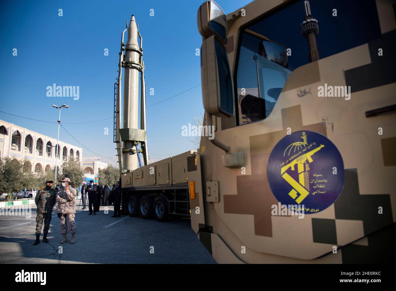 Tehran, Iran. 07th Jan, 2022. Qiam missile is displayed in a missile ...