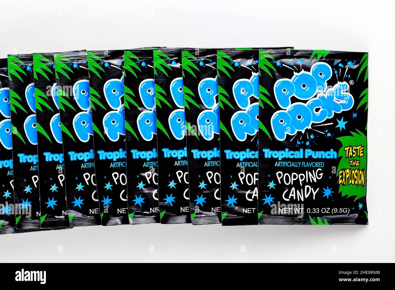 May 4, 2021. New York, US. Explosion popping candy Pop Rocks tropical ...