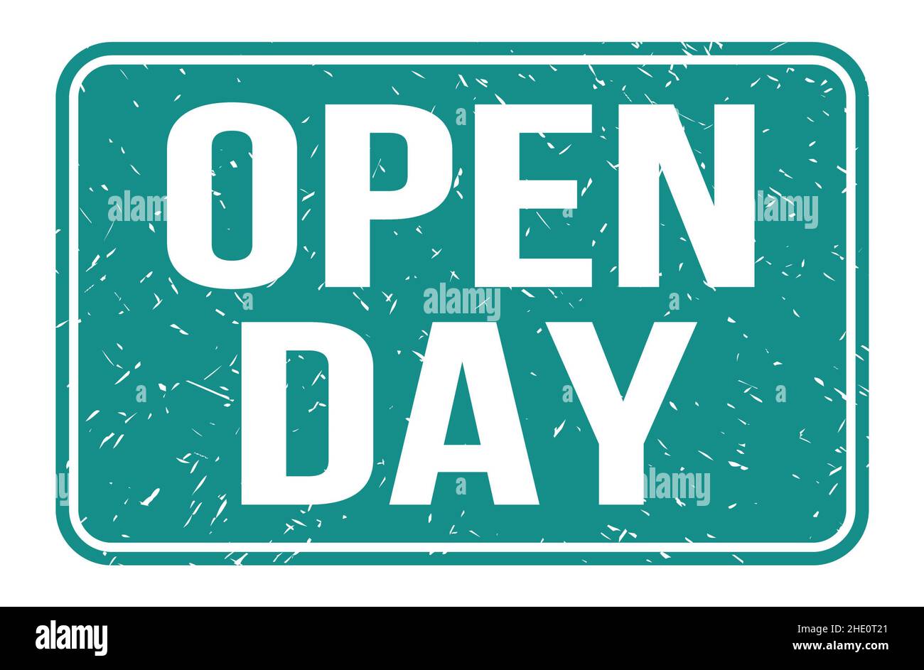 OPEN DAY, words written on blue rectangle stamp sign Stock Photo - Alamy