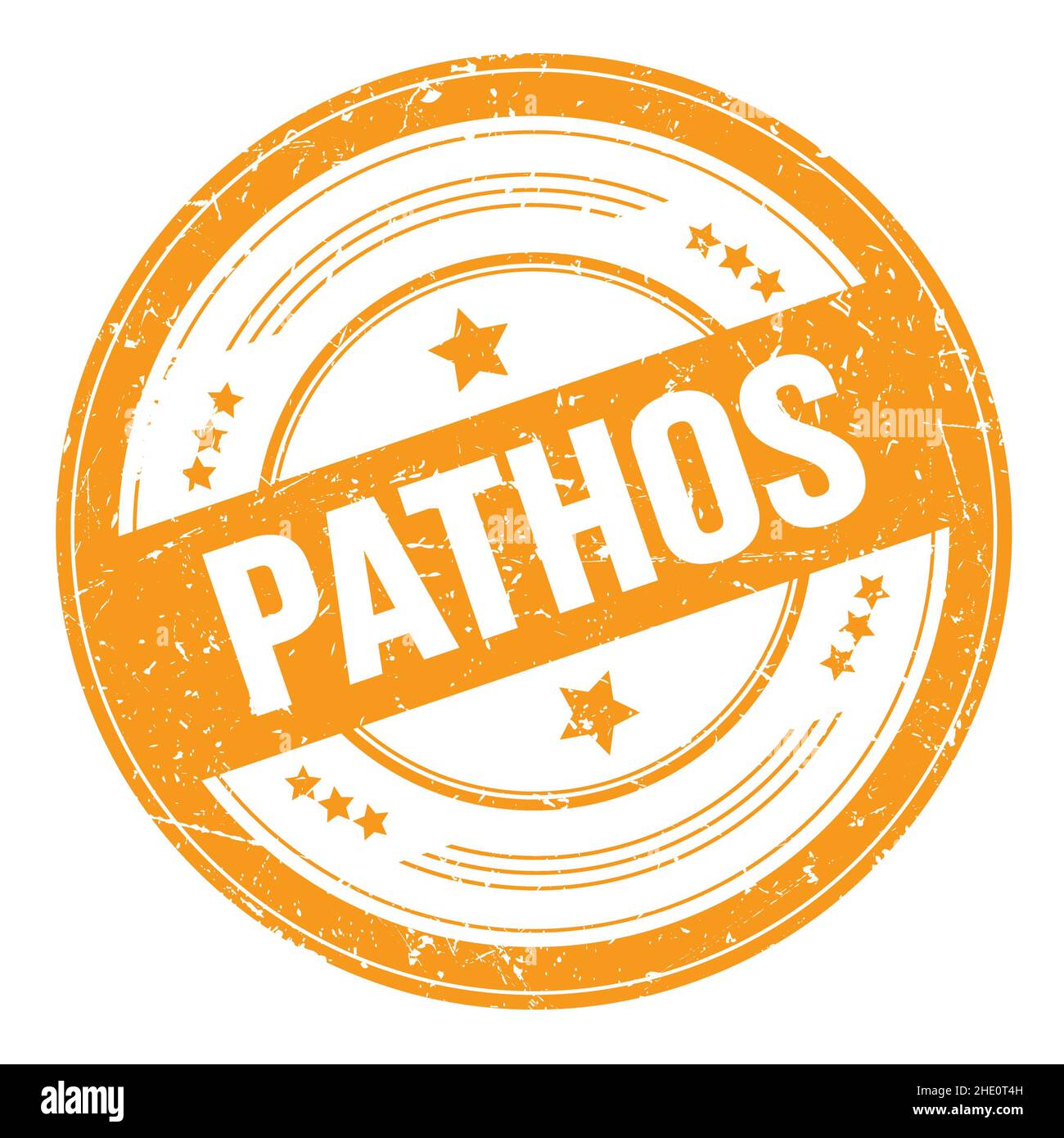 PATHOS text on orange round grungy texture stamp Stock Photo - Alamy