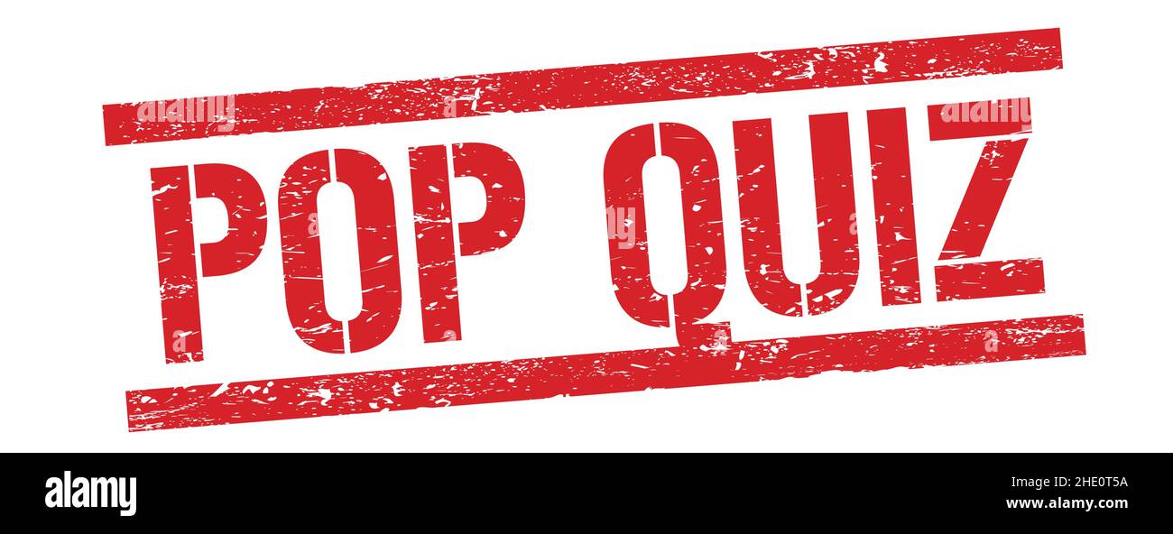 POP QUIZ text on red grungy rectangle stamp sign Stock Photo - Alamy
