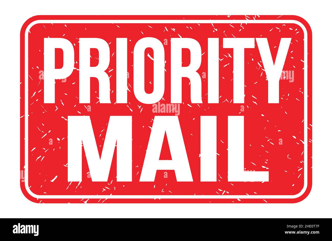 PRIORITY MAIL, words written on red rectangle stamp sign Stock Photo ...