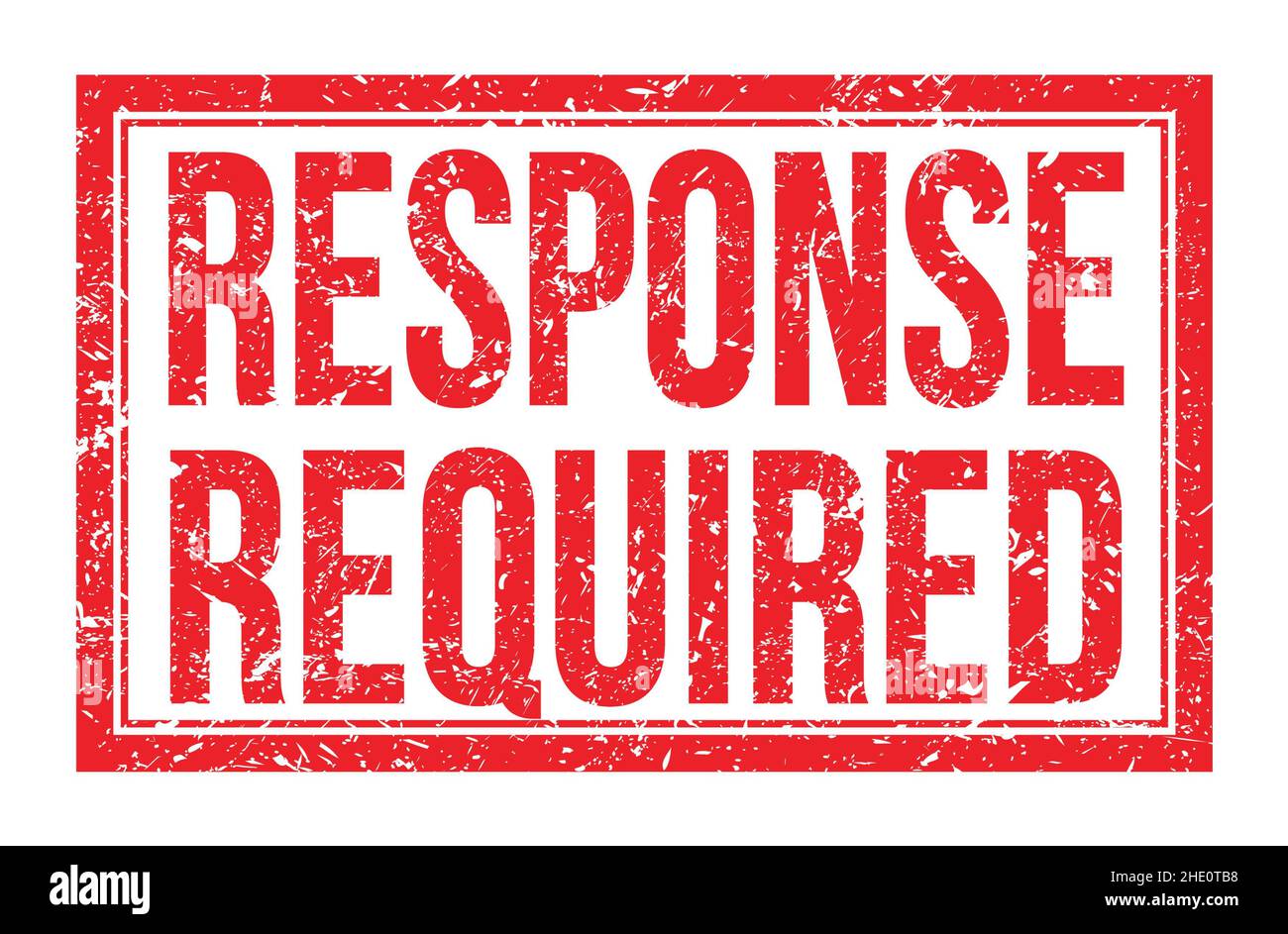 RESPONSE REQUIRED, words written on red rectangle stamp sign Stock ...