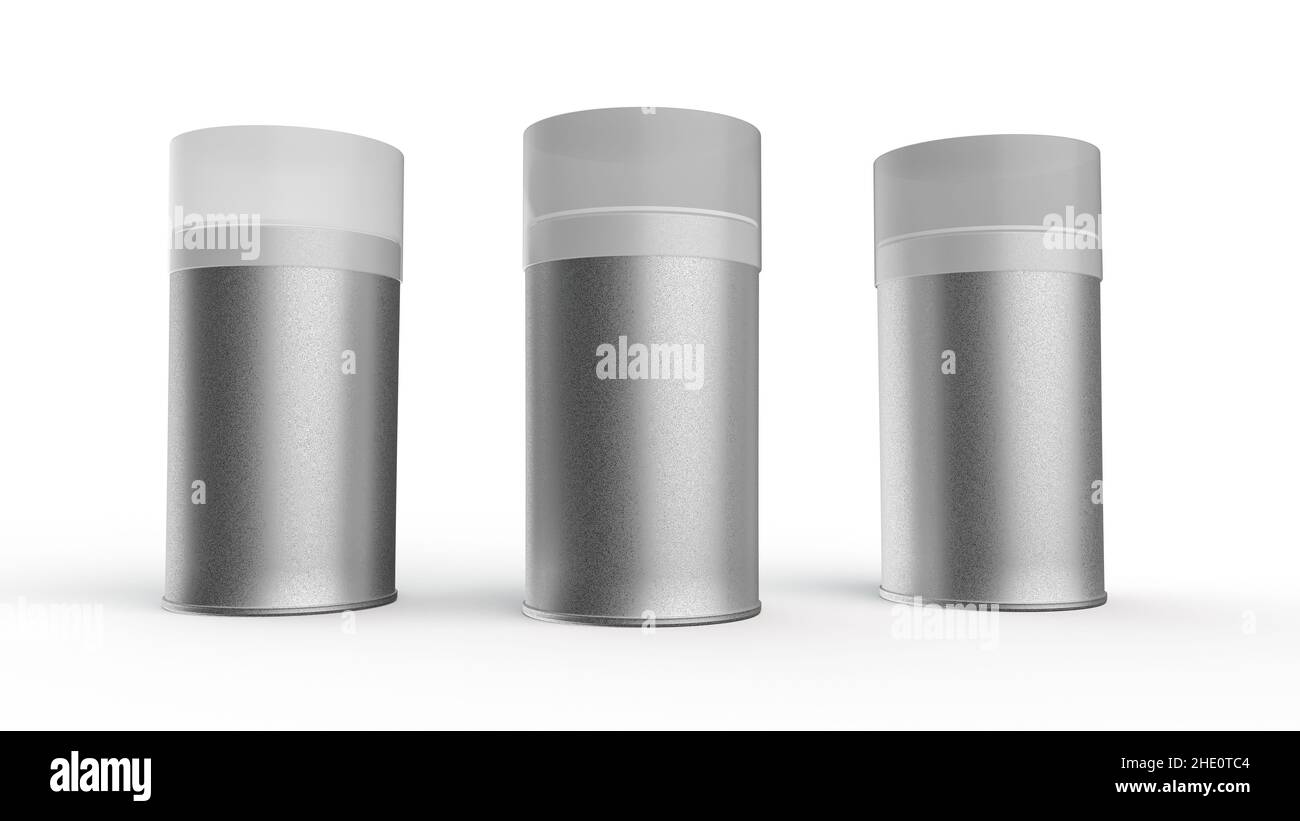 An illustration of metallic jars in cylinder shape on white background ...