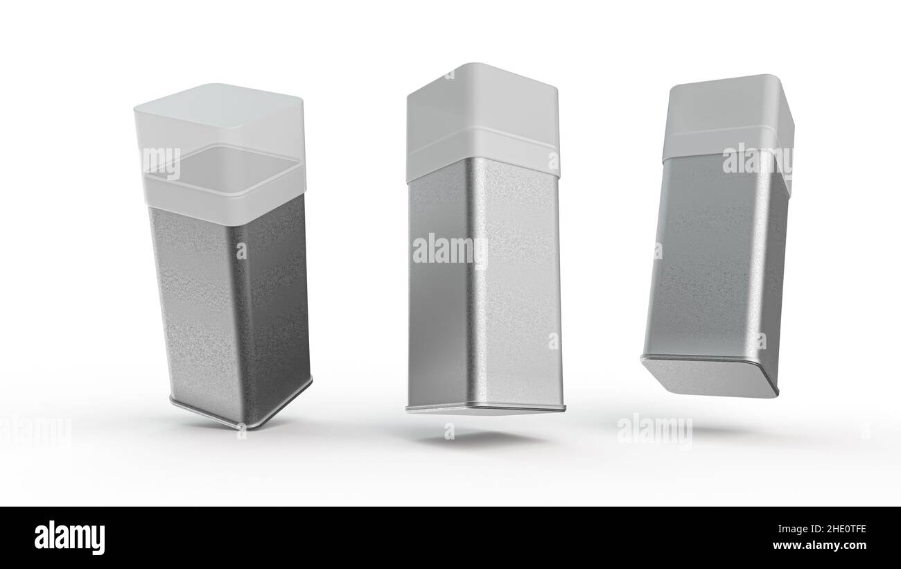 An illustration of metallic jars in rectangle shape on white background ...