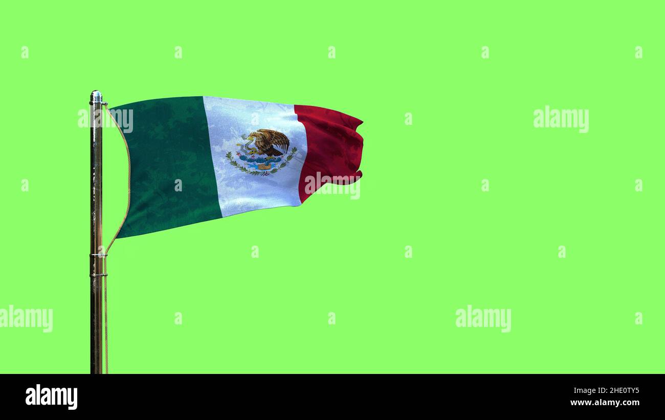 waving flag of Mexico for national celebration on green screen ...