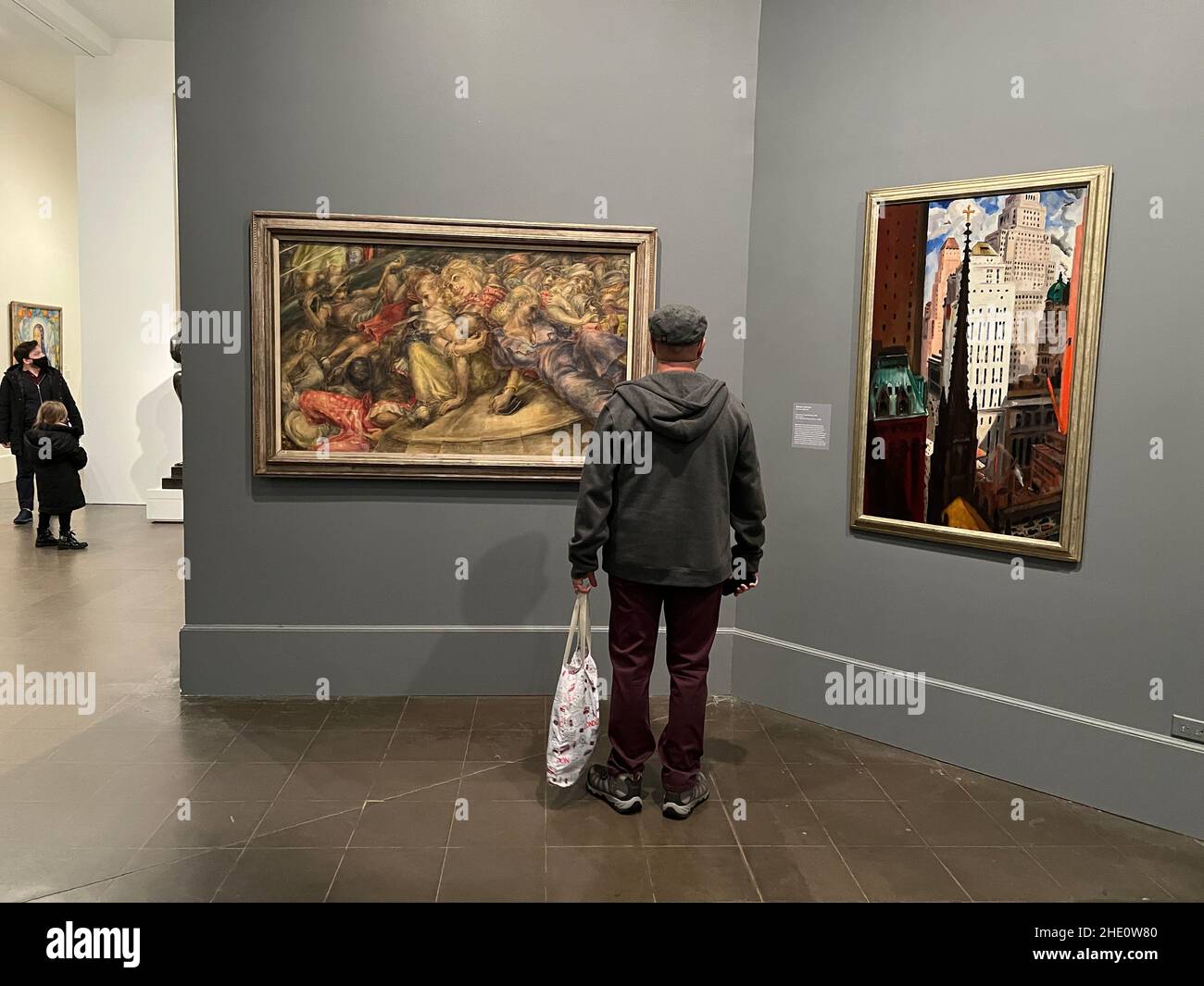 Man views paintings at the Brooklyn Museum, Brooklyn, New York Stock ...
