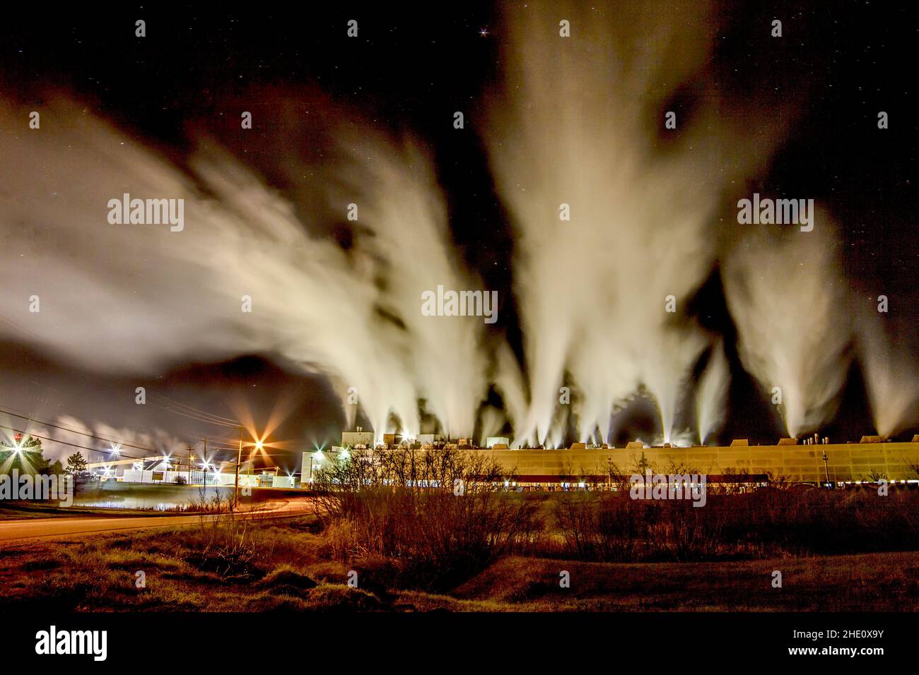 Factory Pollution at Night Stock Photo - Alamy