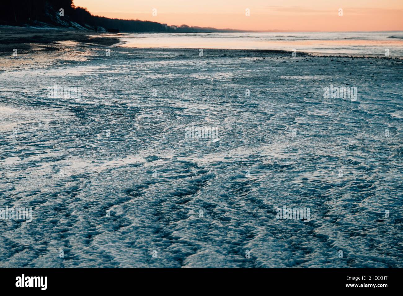 Frozen river in winter, Baltic Sea, Poland Stock Photo - Alamy