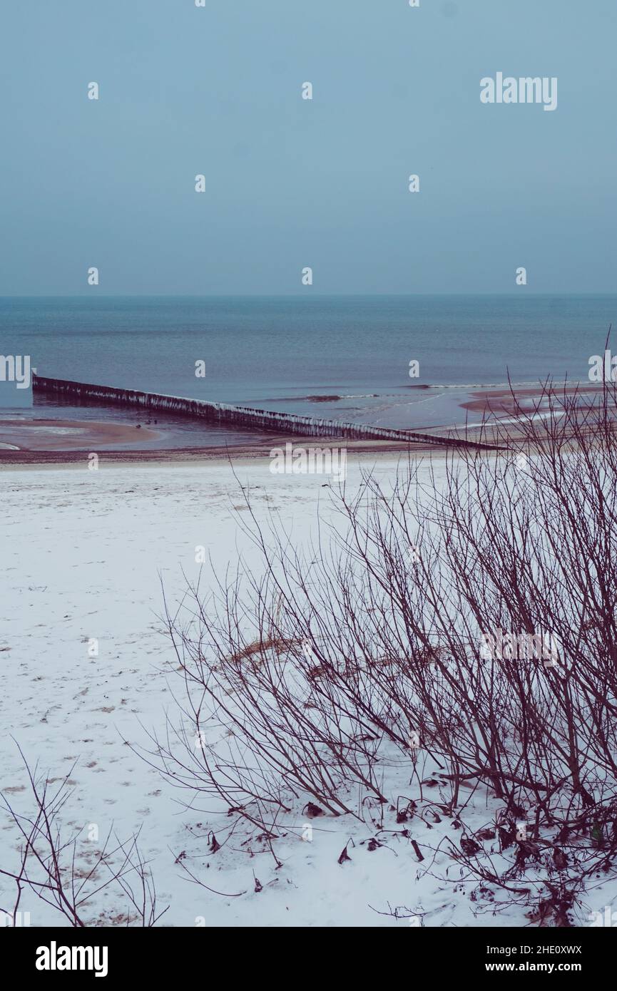 Snow on a beach and dunes - winter time Stock Photo - Alamy