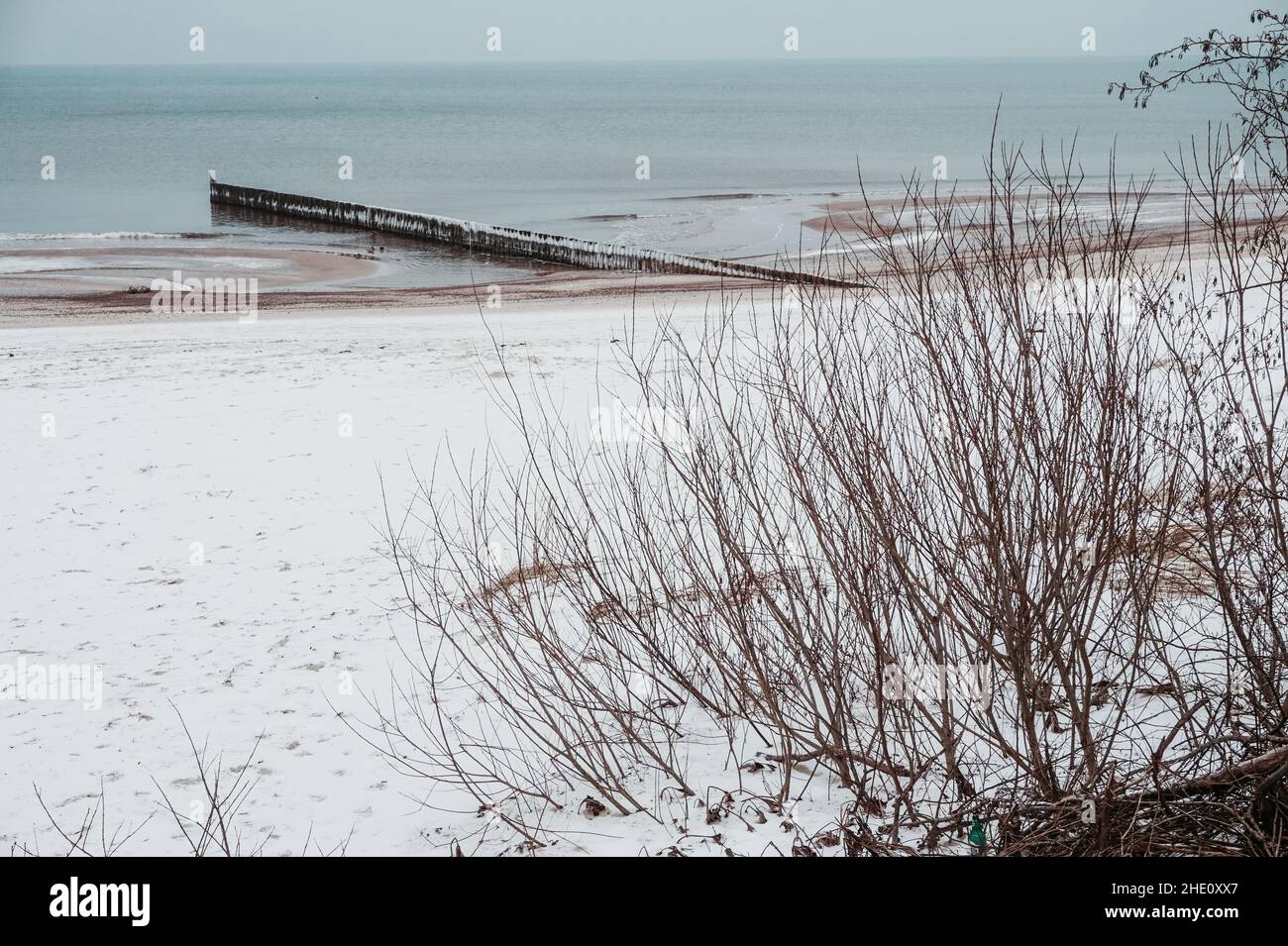 Snow on a beach and dunes - winter time Stock Photo - Alamy