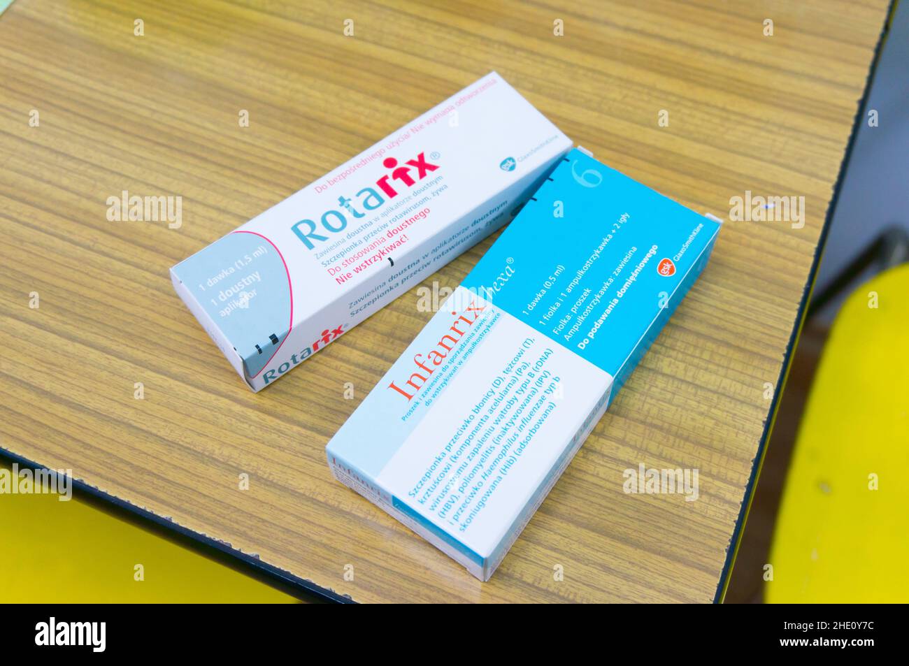 Polish Rotarix and Infanrix medicine in boxes on a table Stock Photo ...
