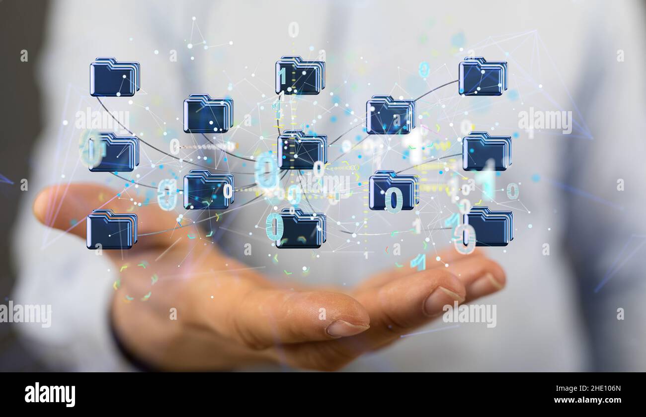 Augmented Analytics Data cloud storage network from lines, triangles and particle style design ...