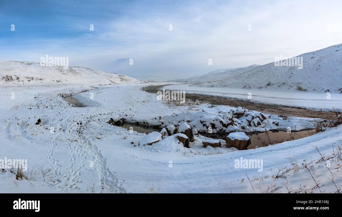 Snow scenes from the Eastern Anatolian region of Turkey. Ski resort ...